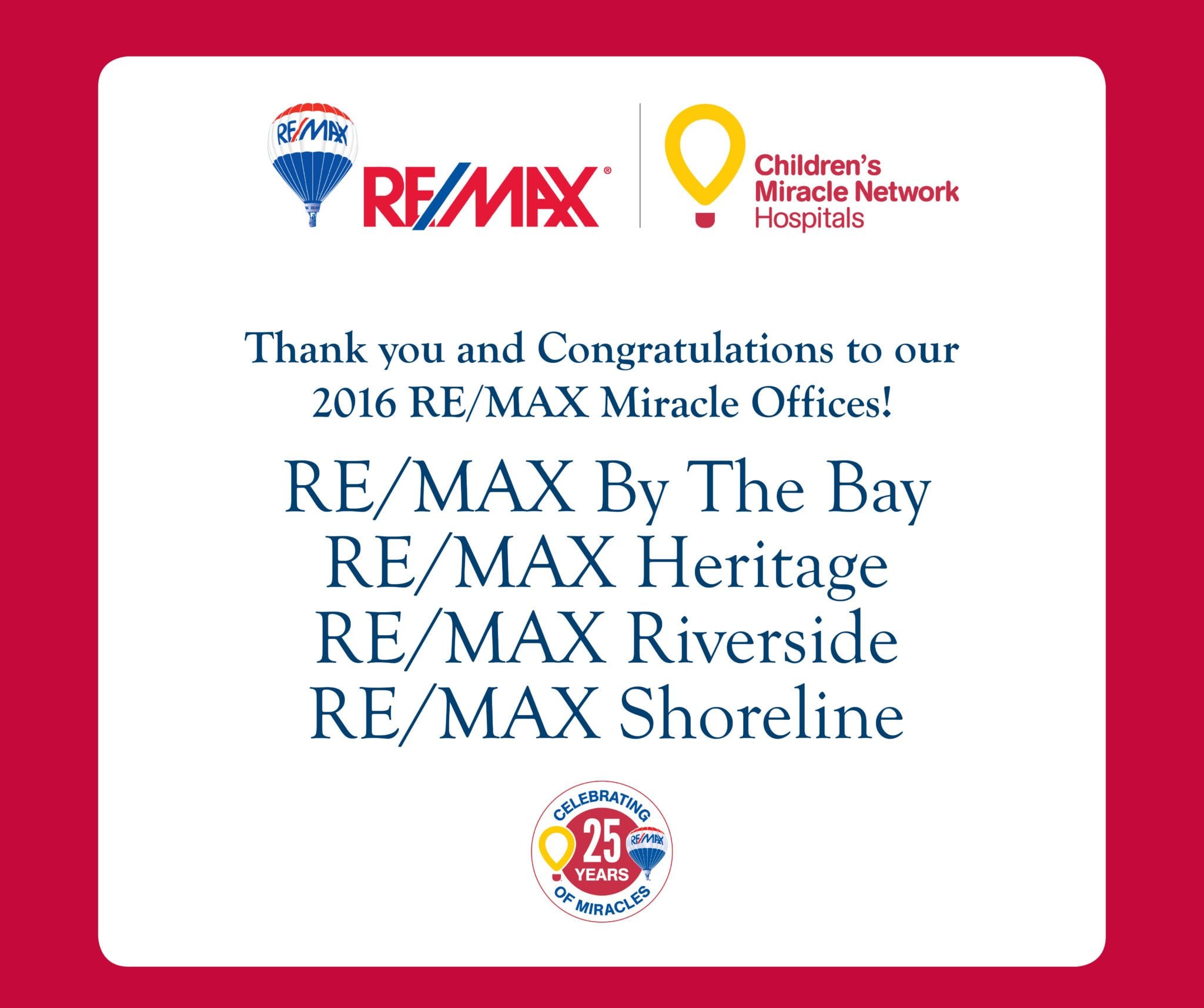 Celebrating our 2016 RE/MAX Miracle Offices – The Barbara Bush Children ...