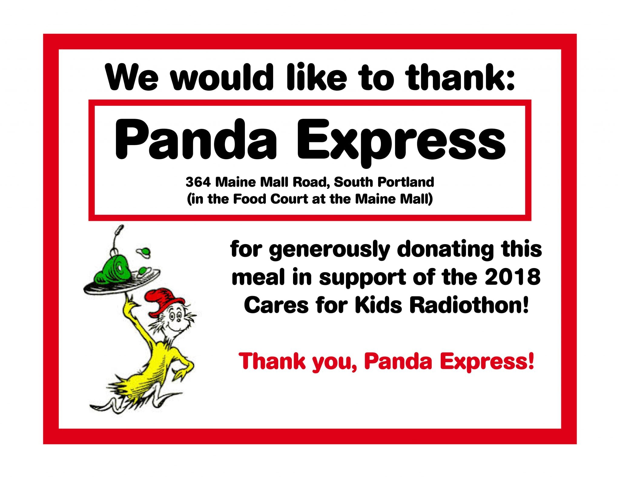 Thank you again, Panda Express! – MaineHealth Barbara Bush Children's ...